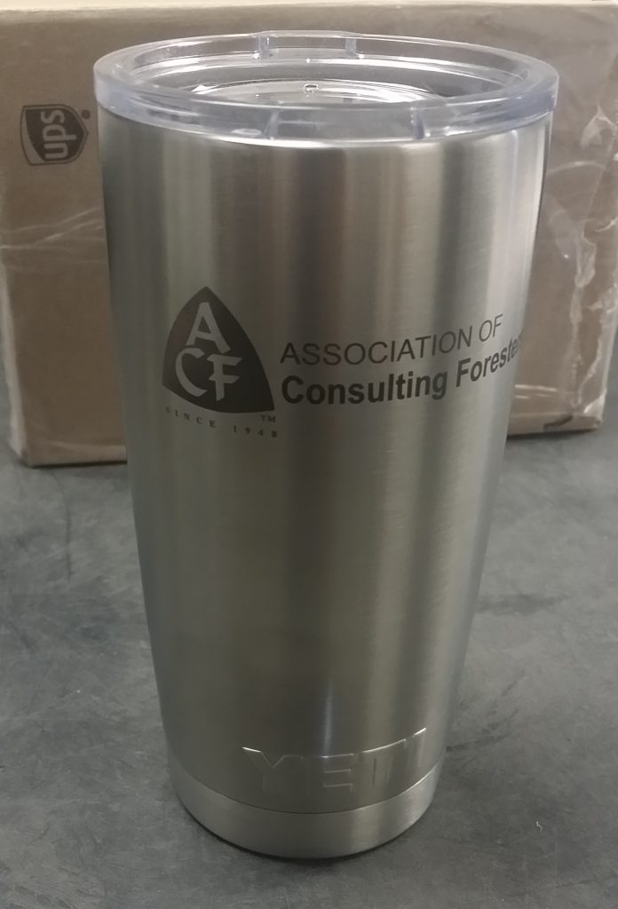 RTIC Cup with logo Laser Engraving for forestry services company