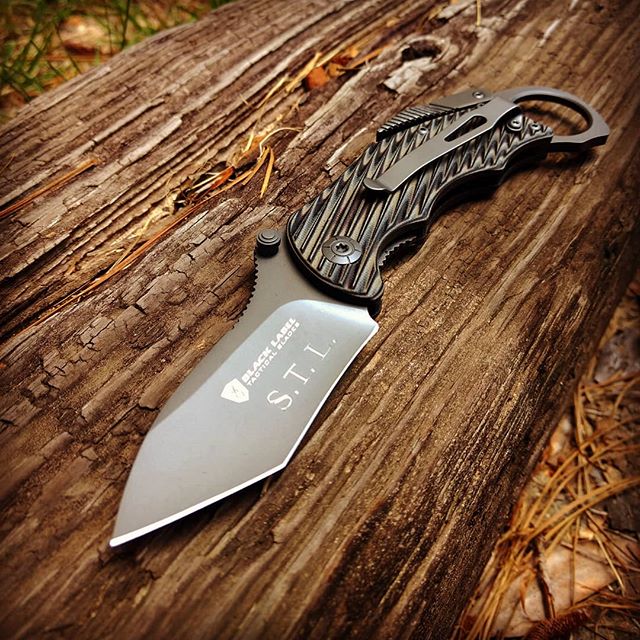 Black Label Tactical Blade BR320188BL. Personalized engraved knife is