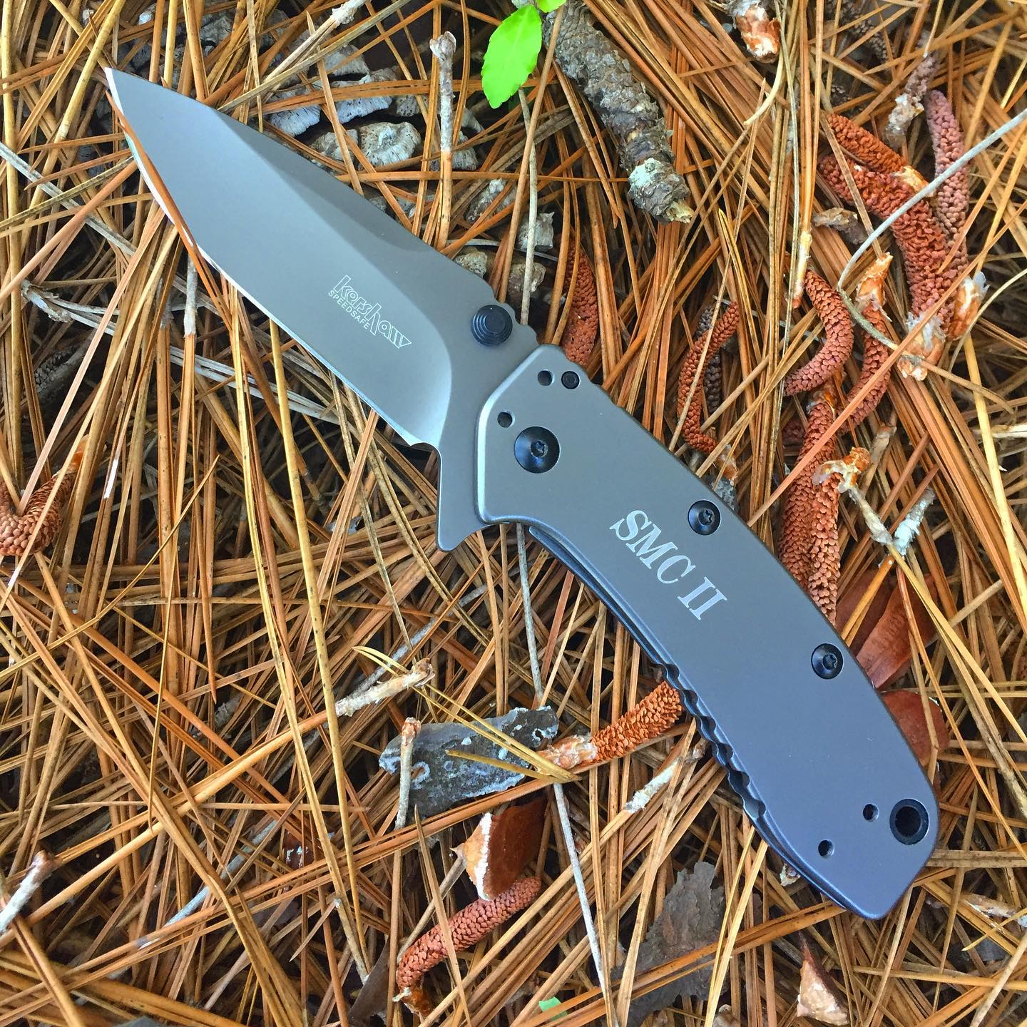 Kershaw Cryo II 1556TI with personalized engraving. Titanium carbo-nit