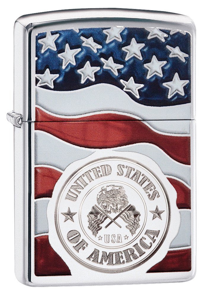 Zippo American Stamp On Flag lights 29395
