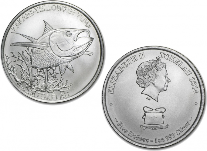 2014 Silver Tokelau Yellowfin Tuna 1 oz Coin 2014_SILVER_TOKELAU ...