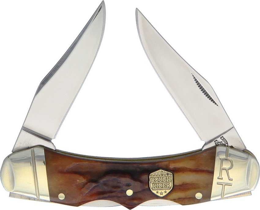 Rough Ryder Double Lock Brown Stag Bone knives RR1798