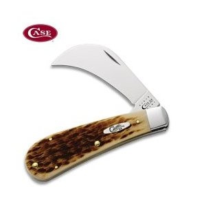 Case CA249 Amber Jigged Bone Hawkbill Pruner 4 Inch